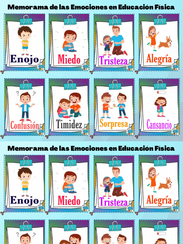 Memorama de Emociones en Educación Física - Lef Antonio Preza | PDF