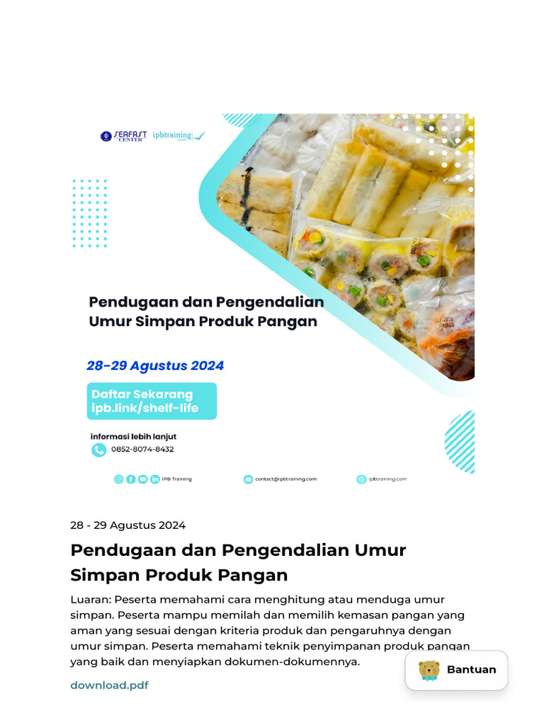 Pendugaan Umur Simpan Pangan 2024 | PDF