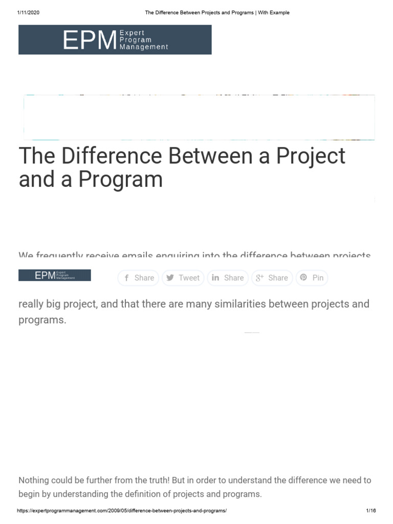 The Difference Between Projects and Programs - IMP | PDF