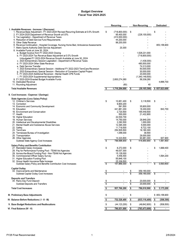 FY 2024-2025 Budget Overview Analysis | PDF | Government Budget Balance ...