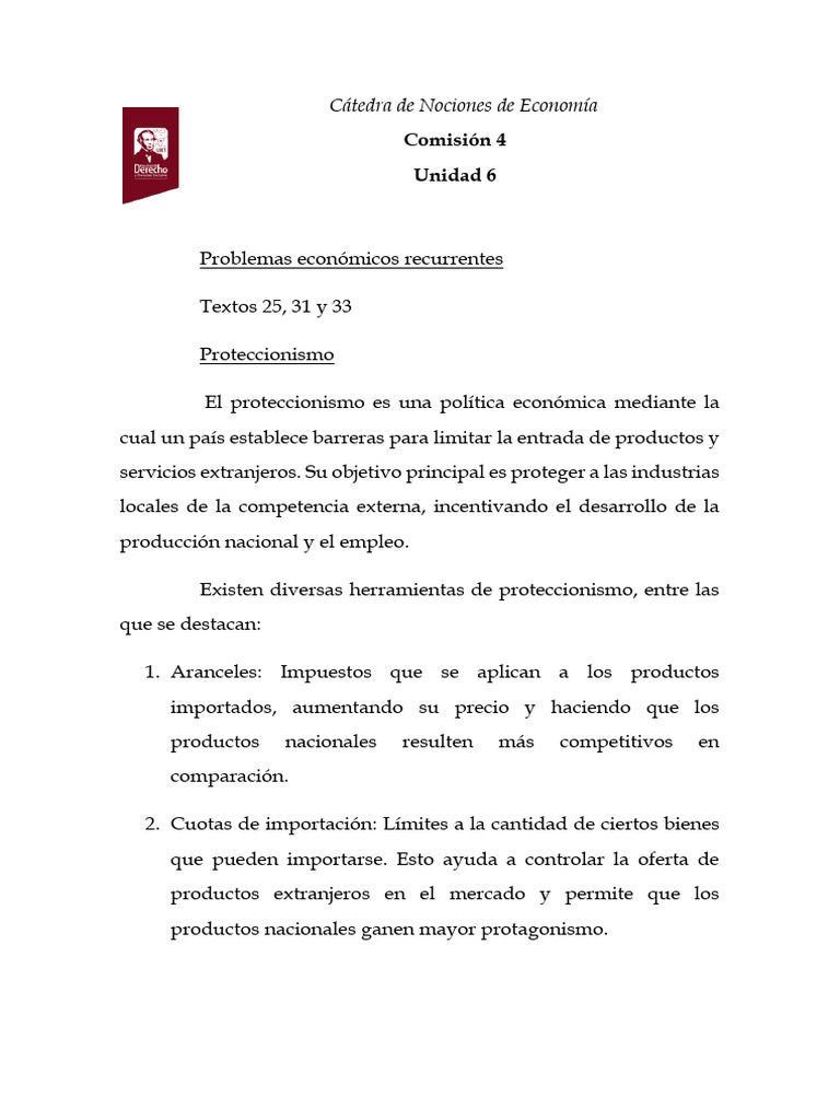 Nociones de Economía - Unidad 6 - Problemas Económicos Recurrentes ...