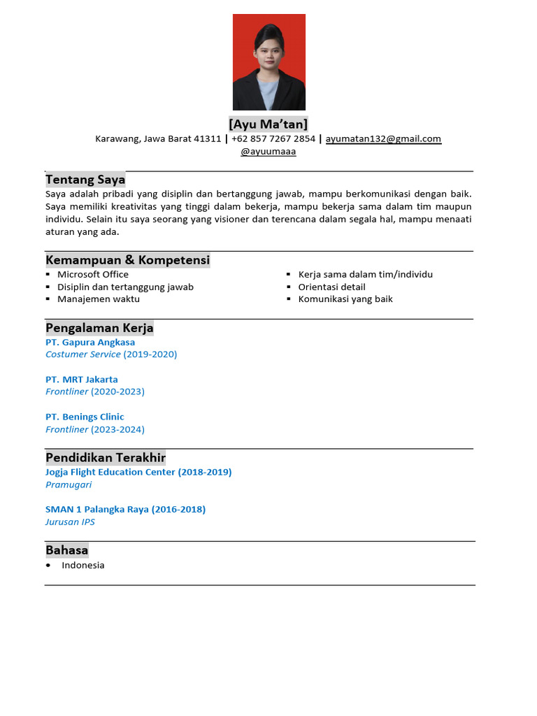 CV_Ayu Ma'Tan Terbaru | PDF
