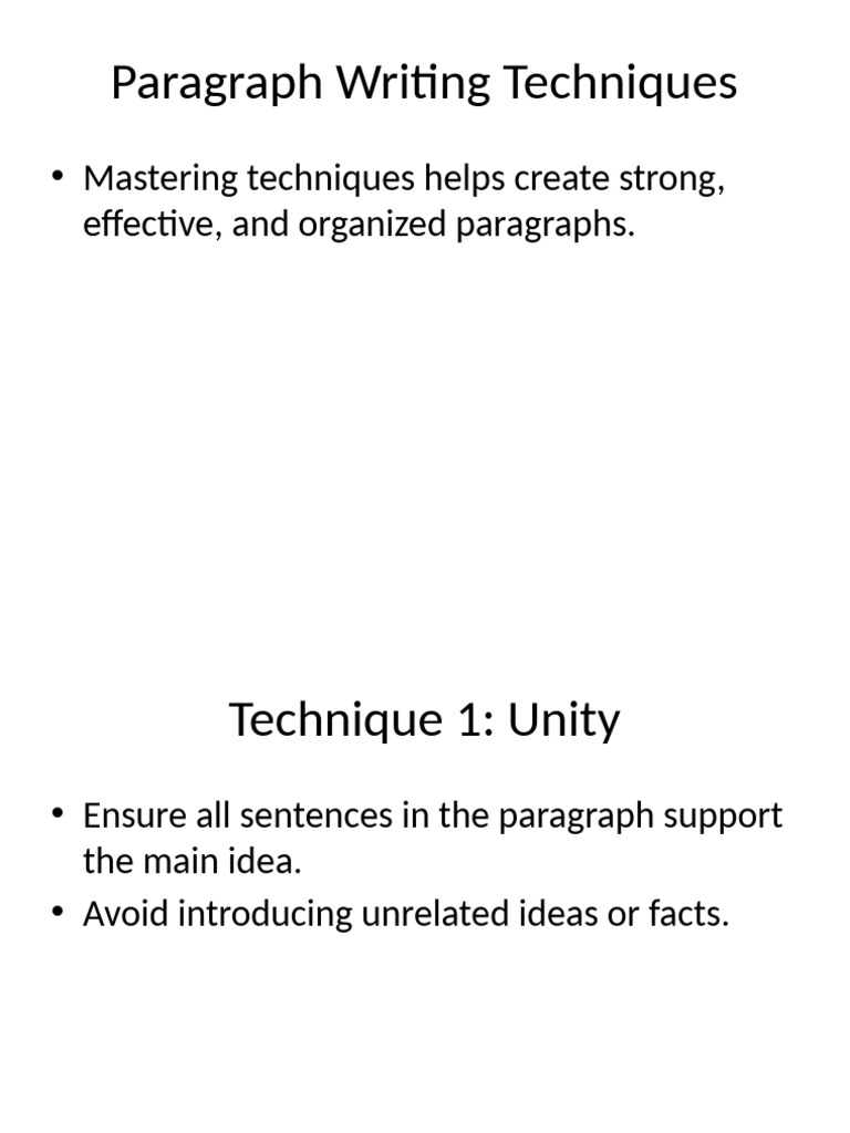Paragraph Writing Techniques | PDF