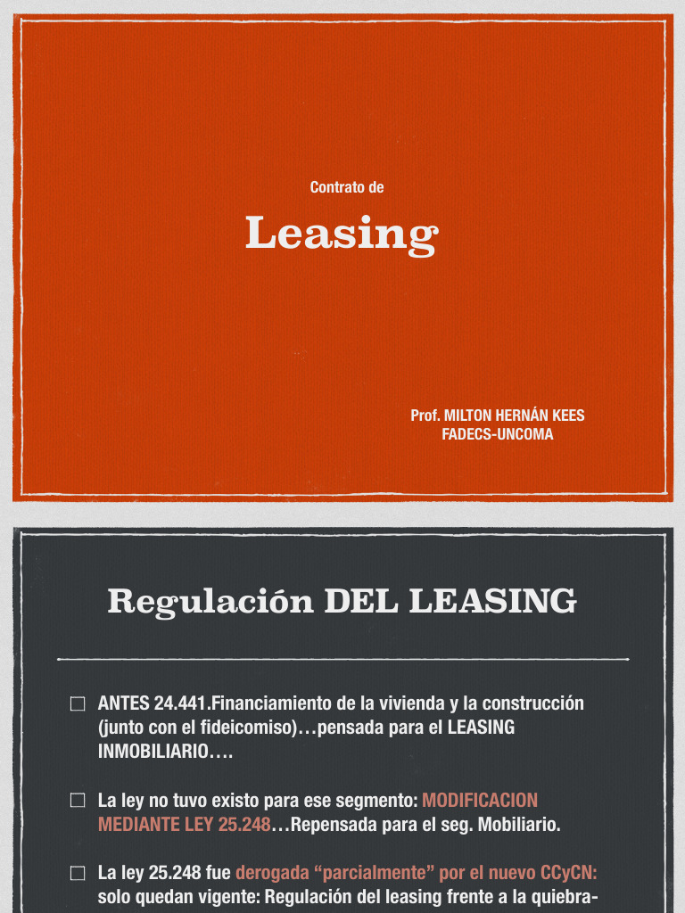 Regulación del Leasing en el CCCyCN | PDF