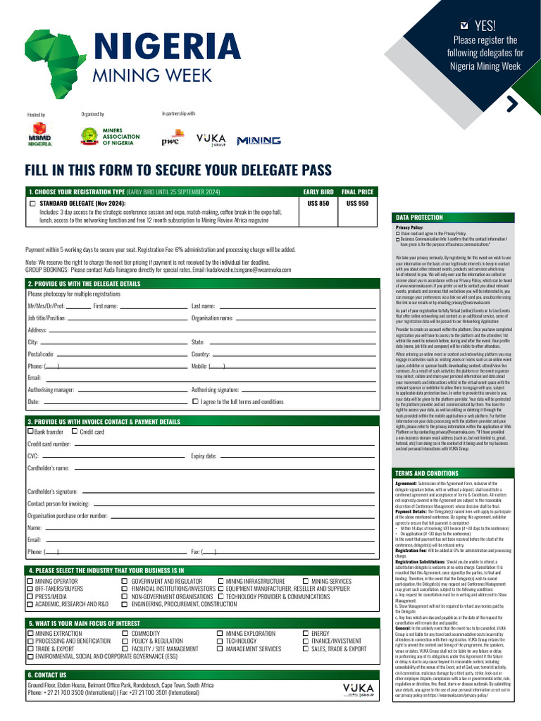 Nigeria Mining Week Registration Form | PDF | Credit Card