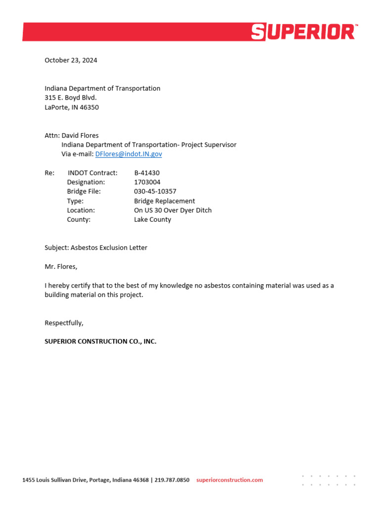 Asbestos Exclusion Letter | PDF