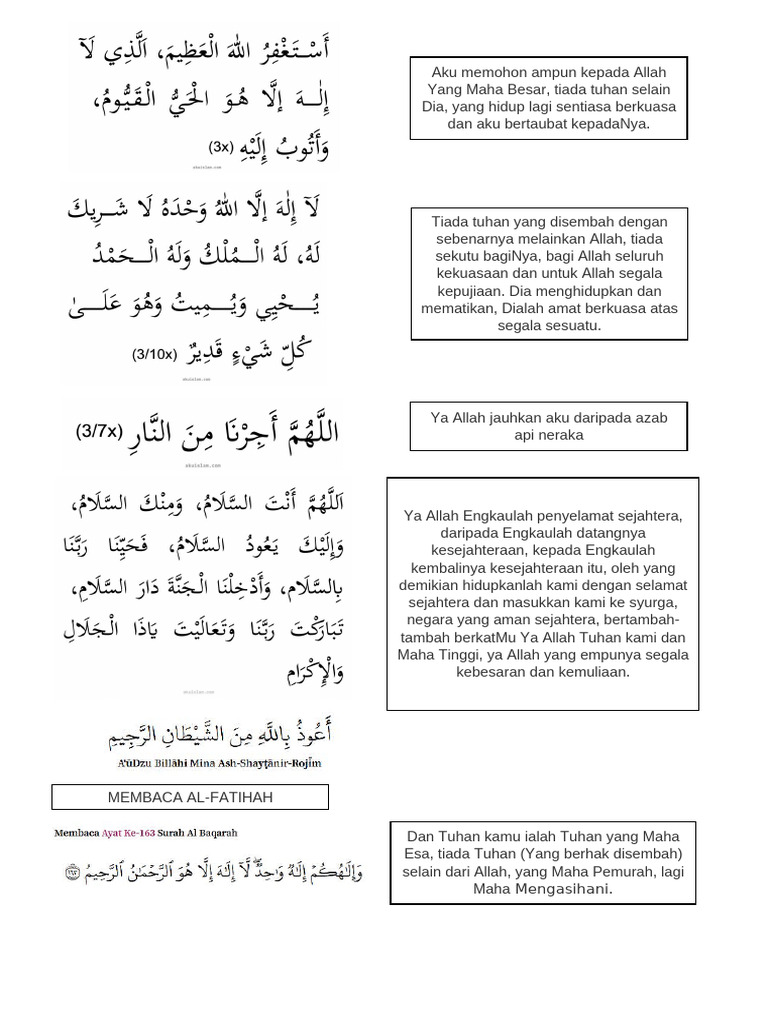 Doa Selepas Solat Mengikut Sunnah | PDF