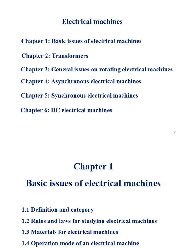 Chapter 1 - Overall of Electrical Machines | PDF | Electric Motor | Electromagnetic Field