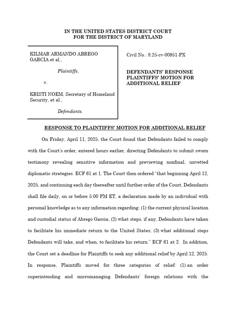 Defendants' Response to Motion for Relief | PDF | Discovery (Law ...