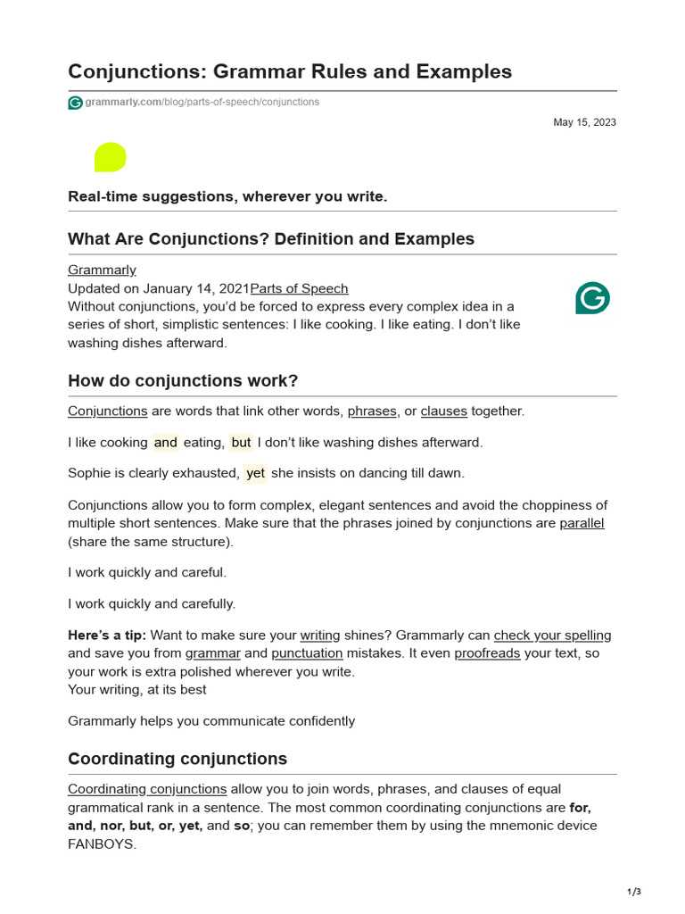 Conjunctions Grammar Rules and Examples | PDF | Semantics | Linguistic Typology