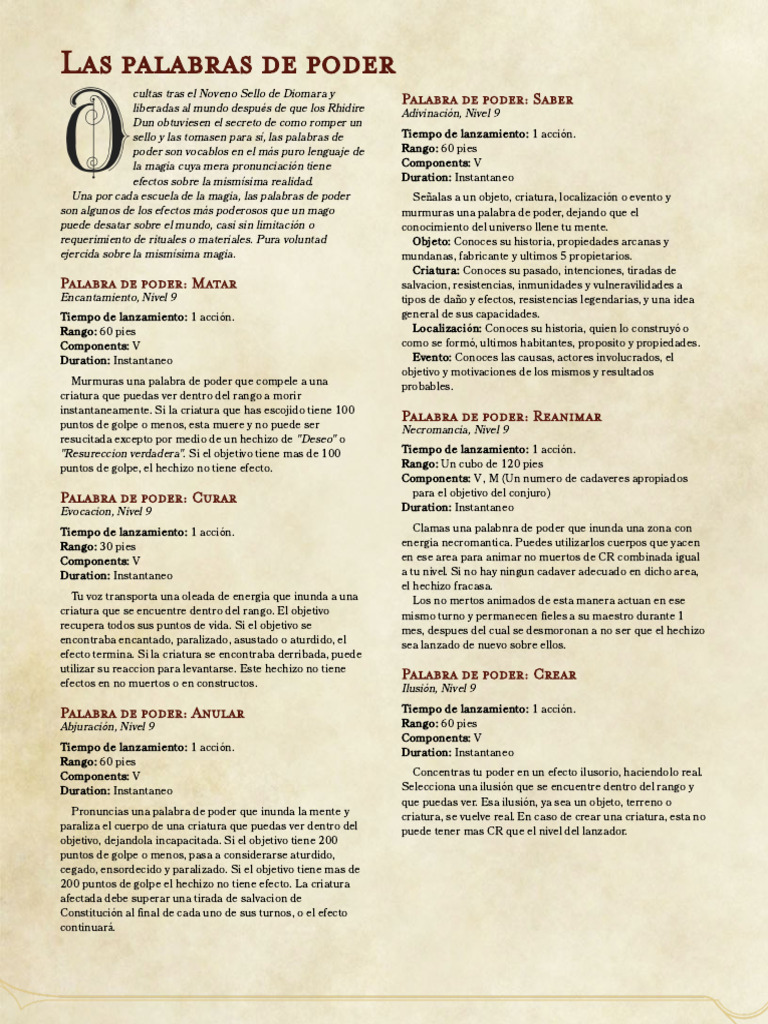 Palabras de Poder en la Magia | PDF