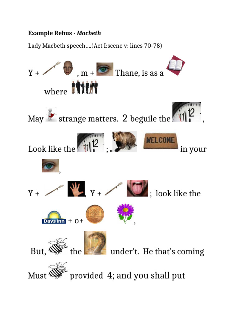 Example Rebus For Macbeth | PDF