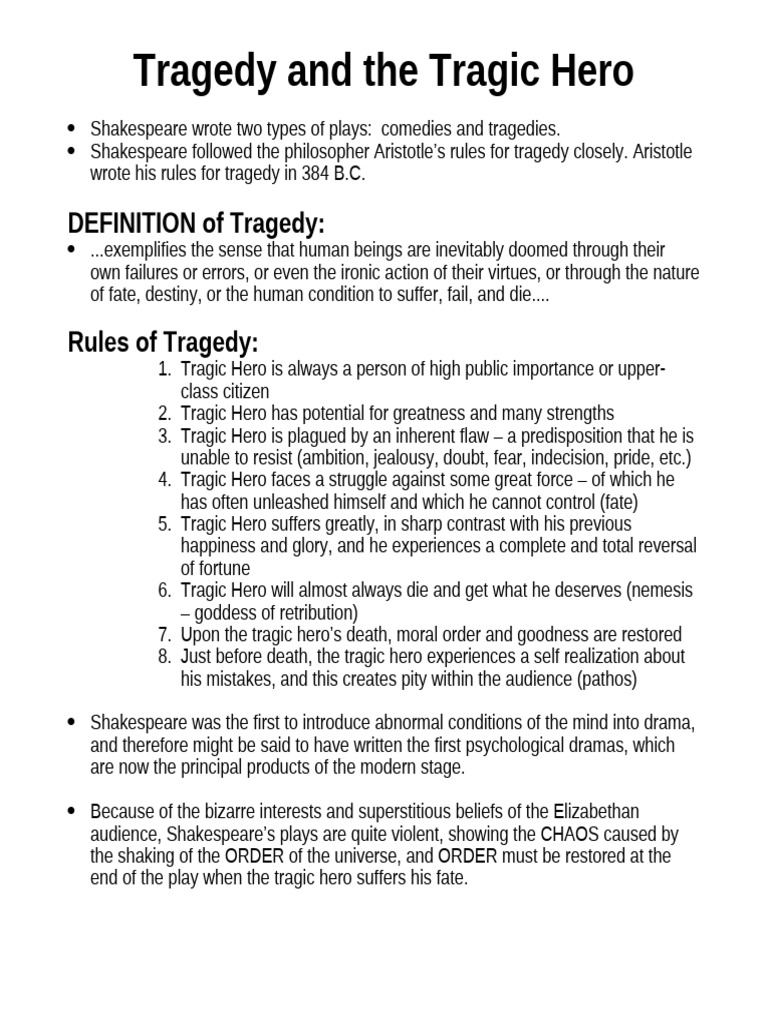Tragic Hero Notes Handout | PDF