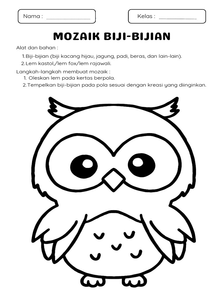 Mozaik Biji-Bijian Lembar Kerja Seni Rupa SD Kelas 3 Biru Putih ...