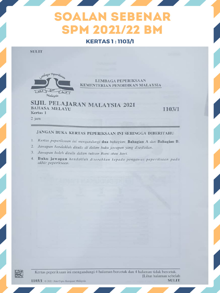 KERTAS 1 SPM 2022 SPM Sebenar | PDF
