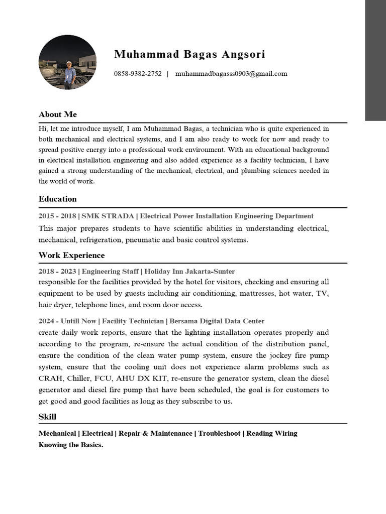 Cv. Muhammad Bagas - Mechanical - Hvac-Data Center | PDF