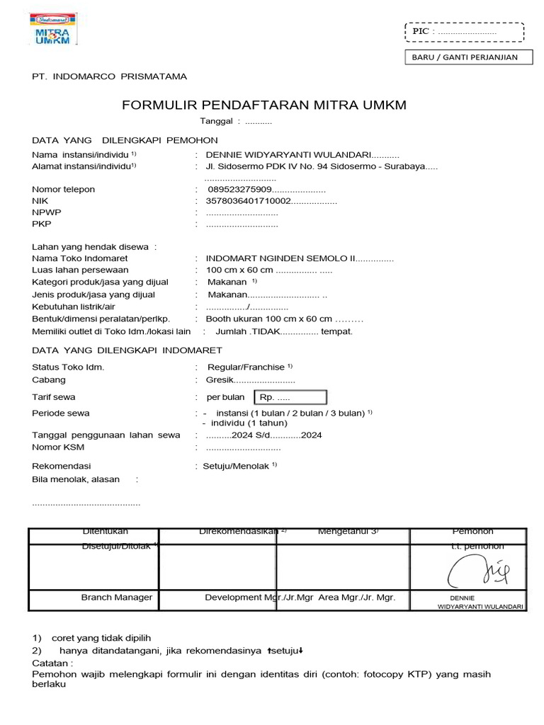 Formulir Umkm Terbaru 2024 | PDF