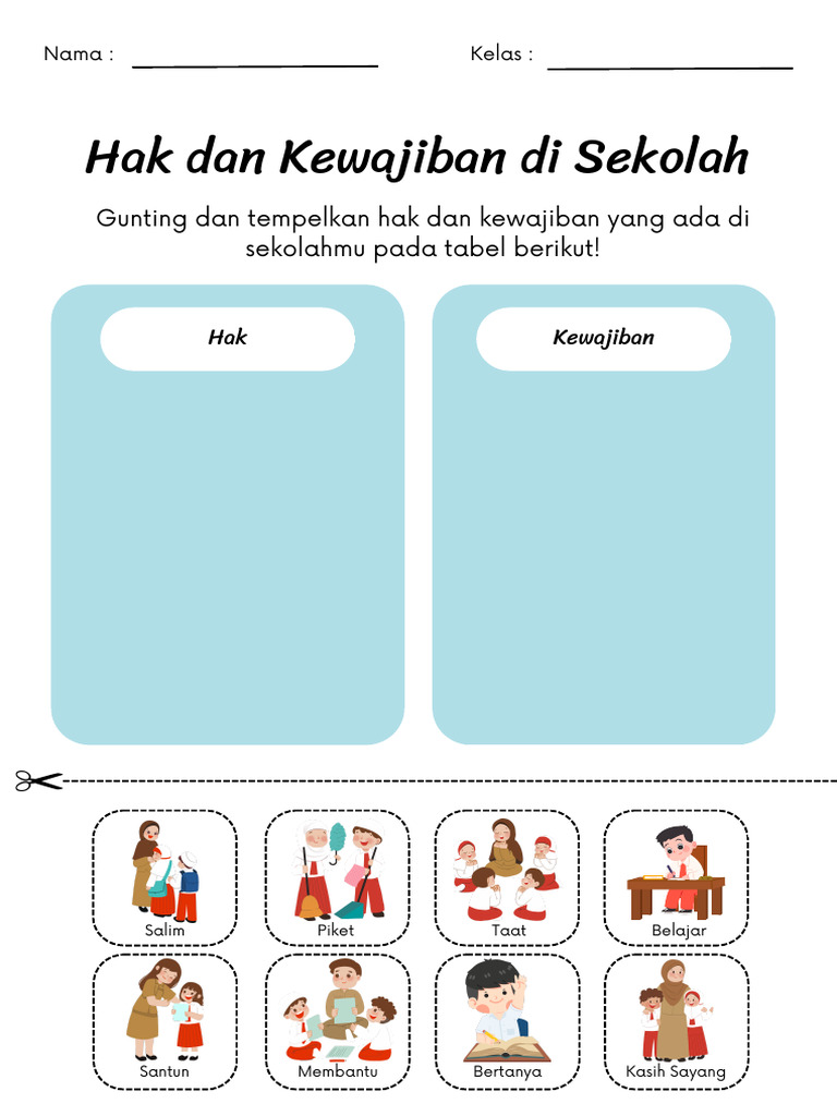 Hak Dan Kewajiban Di Sekolah Lembar Kerja Cokelat Ilustratif - 20250414 - 061135 - 0000 | PDF