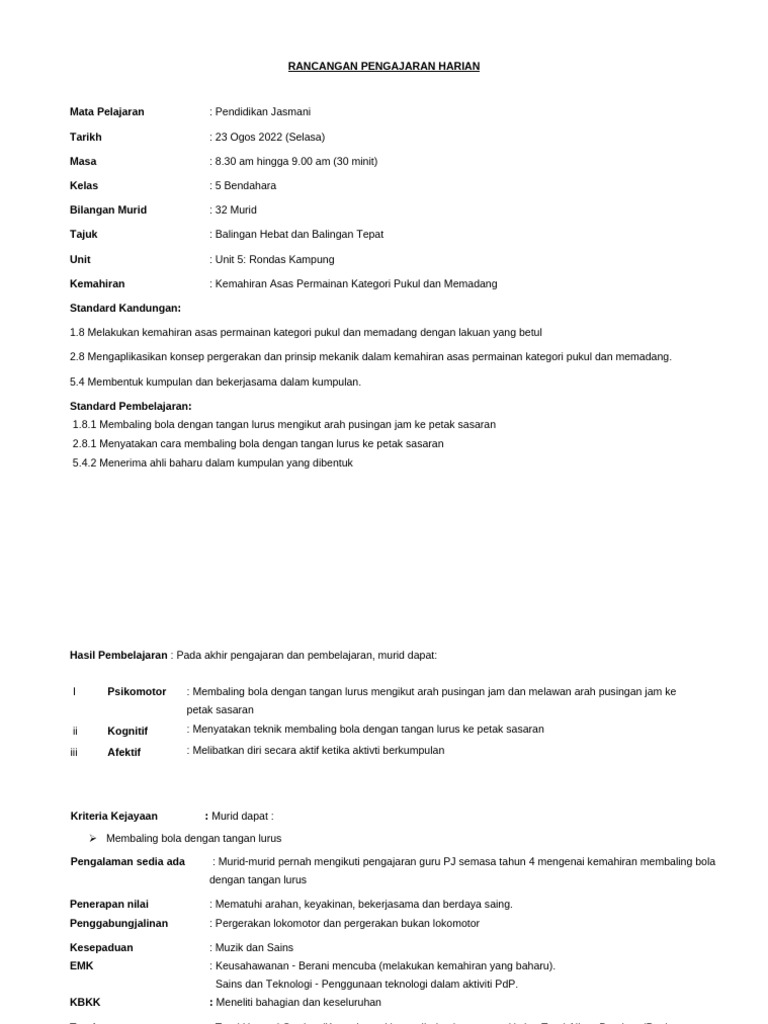 Rph Pj Tahun 5 | PDF