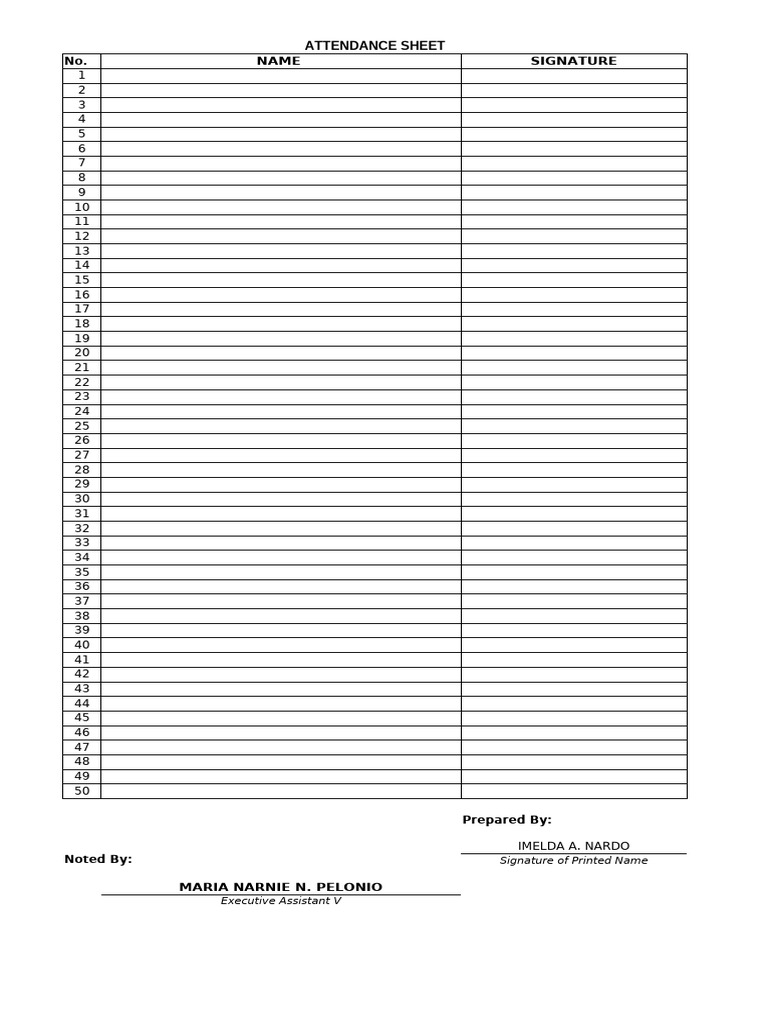 Attendance Sheet Template | PDF