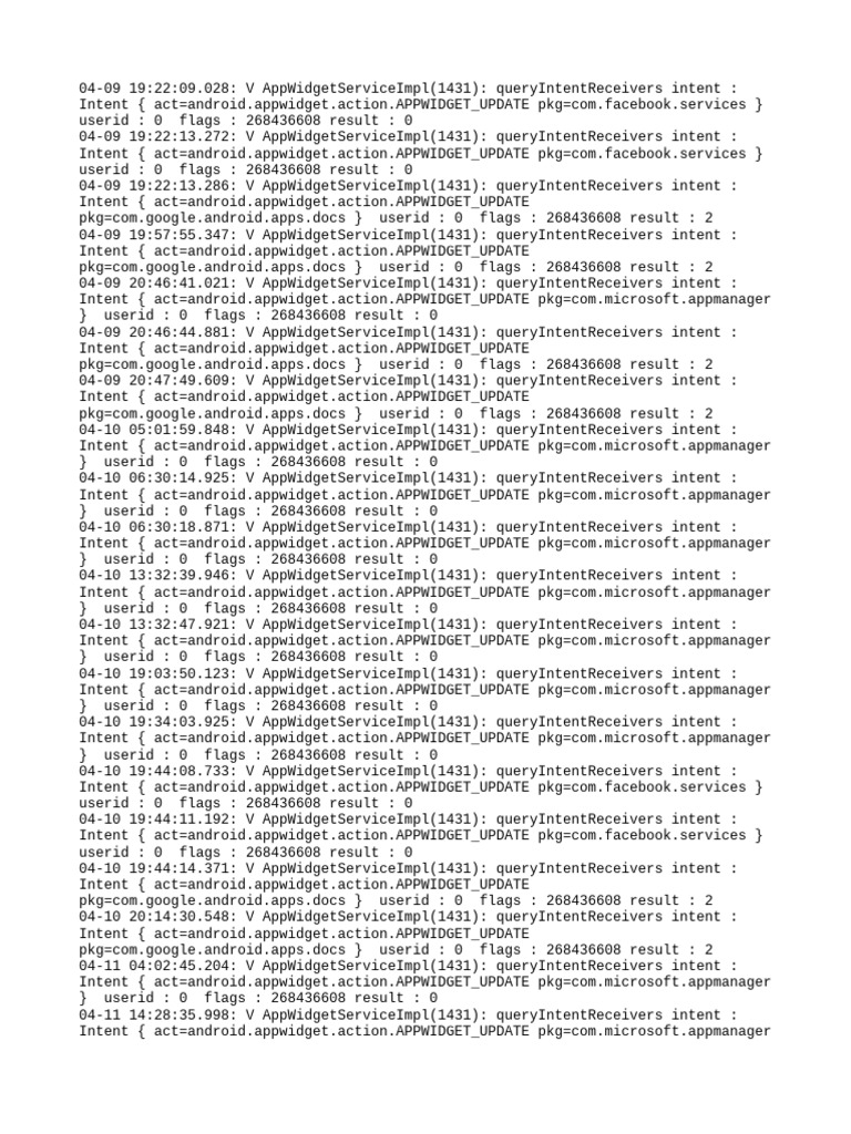 Appwidget History Log1 | PDF