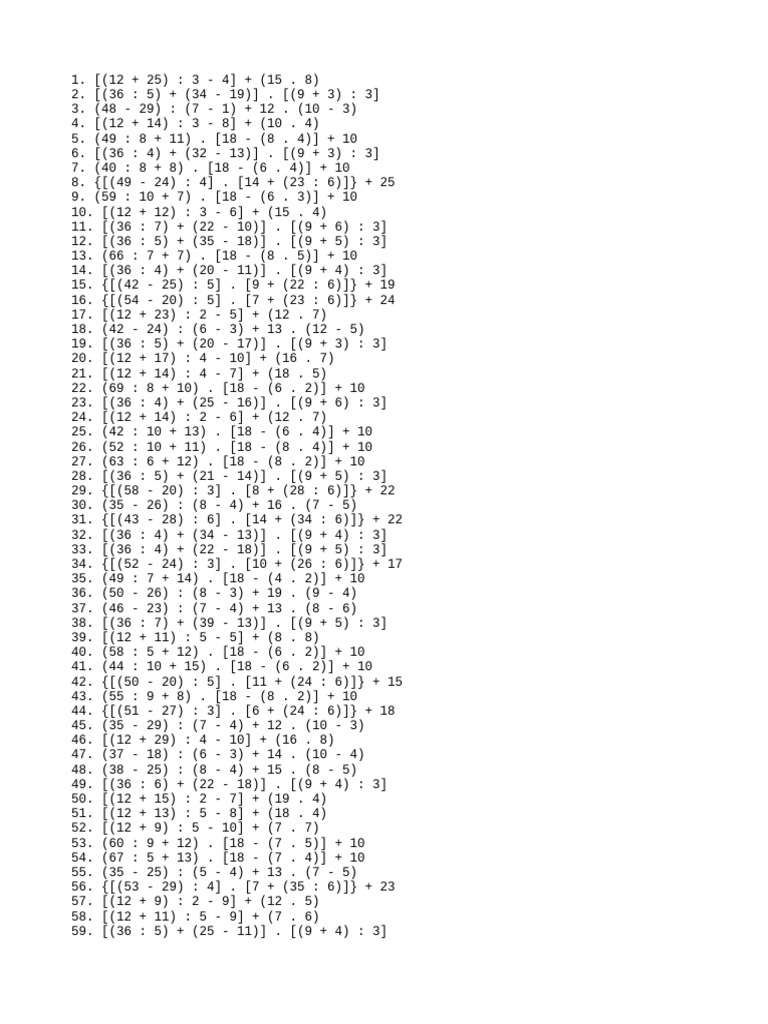 100 Complex Calculations | PDF