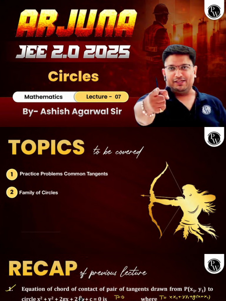 Circles 07 - Class Notes - Arjuna JEE 2.0 2025 | PDF