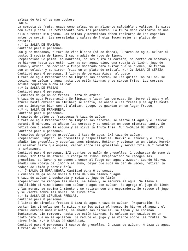 Salsas de Art of German Cookery | PDF | Salsa | Limonada