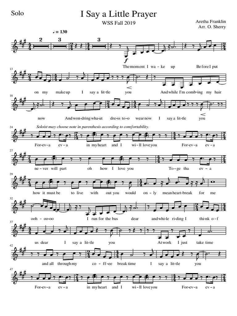 i Say a Little Prayer Aretha Franklin Solo | PDF