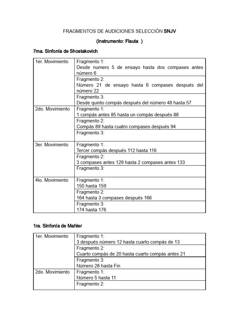 FRAGMENTOS Sinfónica Juvenil Nacional de Venezuela Flauta | PDF