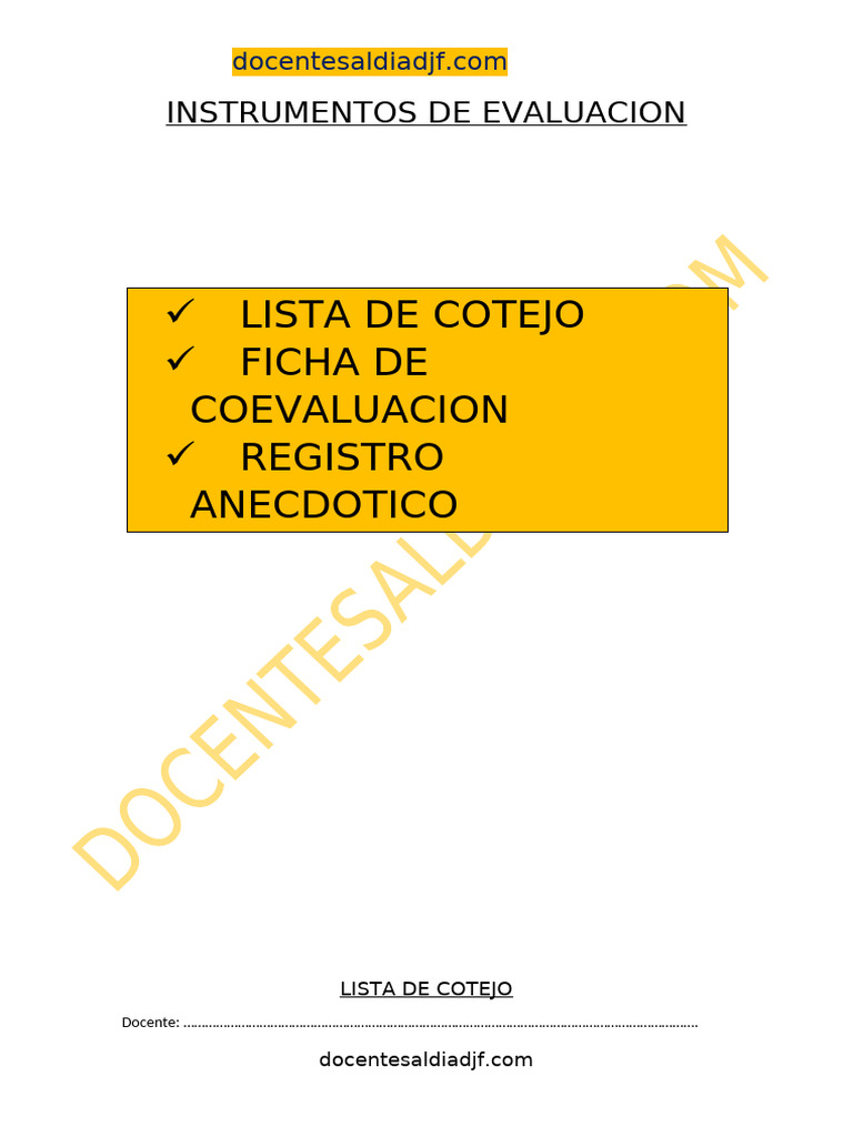 Formatos de Instrumentos de Evaluacion 3 | PDF | Evaluación