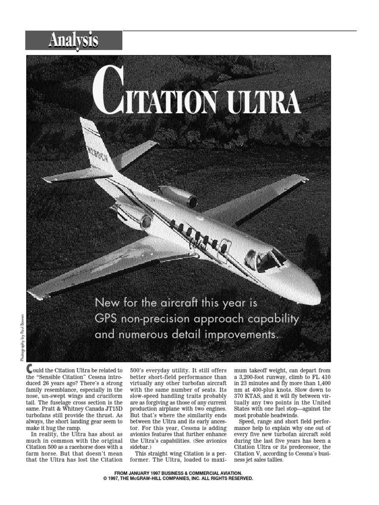 Cessna Citation Ultra Pilot Report | PDF | Aviation | Aerospace
