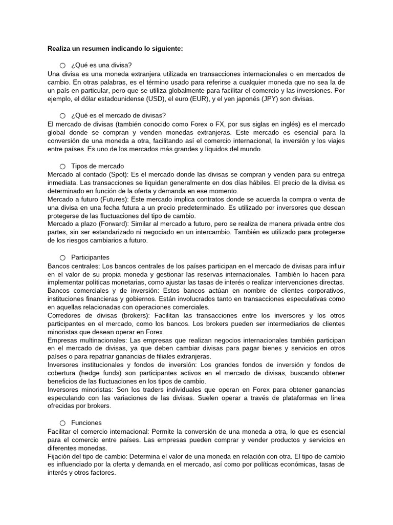 Mercado de Divisas | PDF | Mercado de divisas | Tipo de cambio
