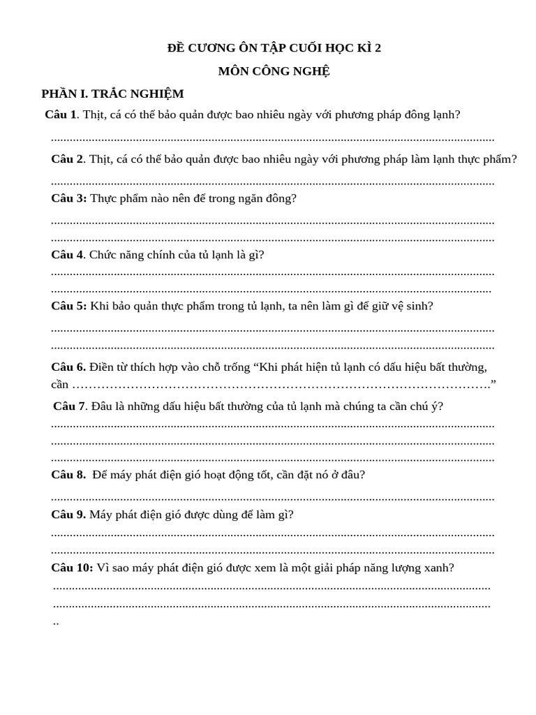 ĐỀ CƯƠNG CN 5 - CK2 | PDF