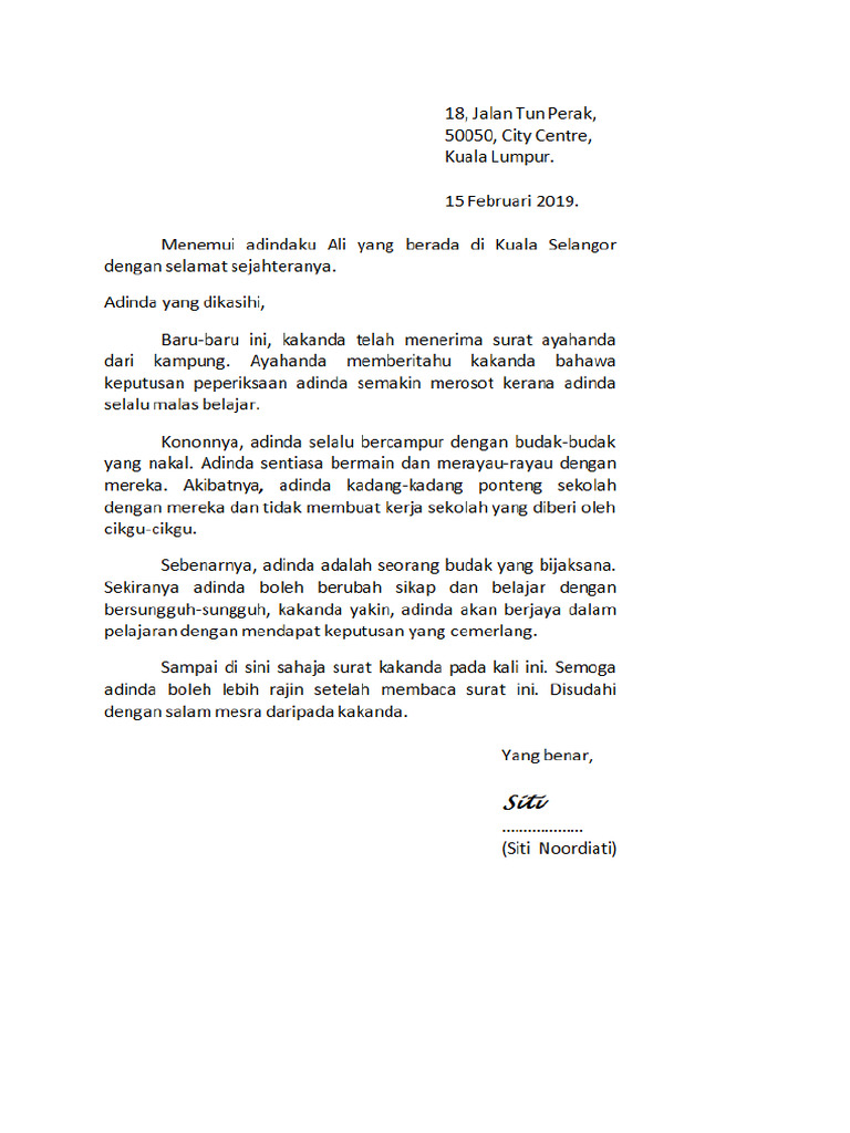 Contoh Surat Tidak Rasmi | PDF
