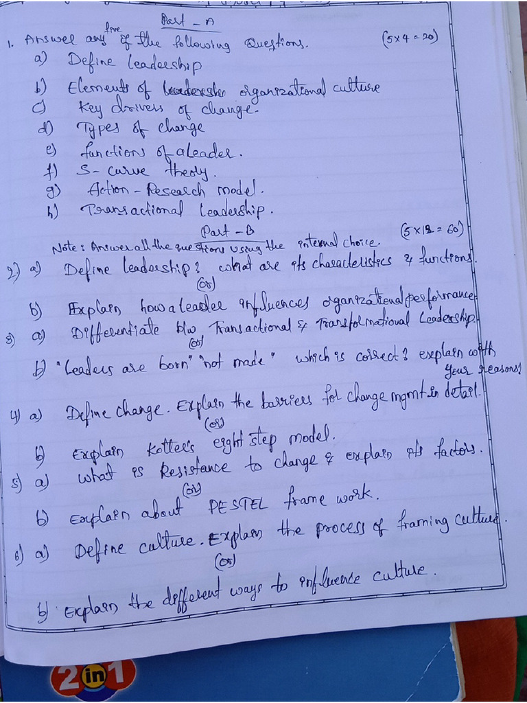 BBA 6th Sem Leader Ship Management | PDF