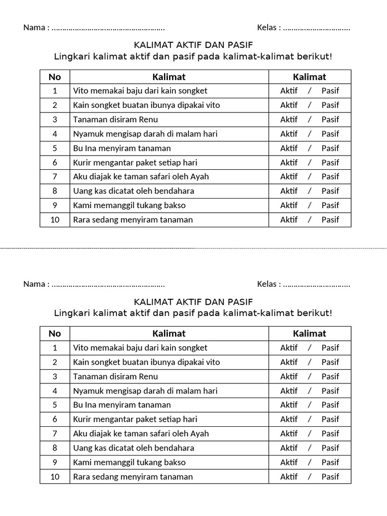 LKPD Kalimat Aktif Dan Pasif | PDF