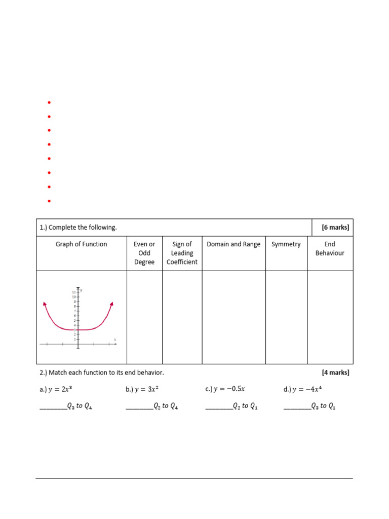 TEST UNIT 1 POLYNOMIAL FUNCTIONS V2 2025 | PDF | Function (Mathematics ...
