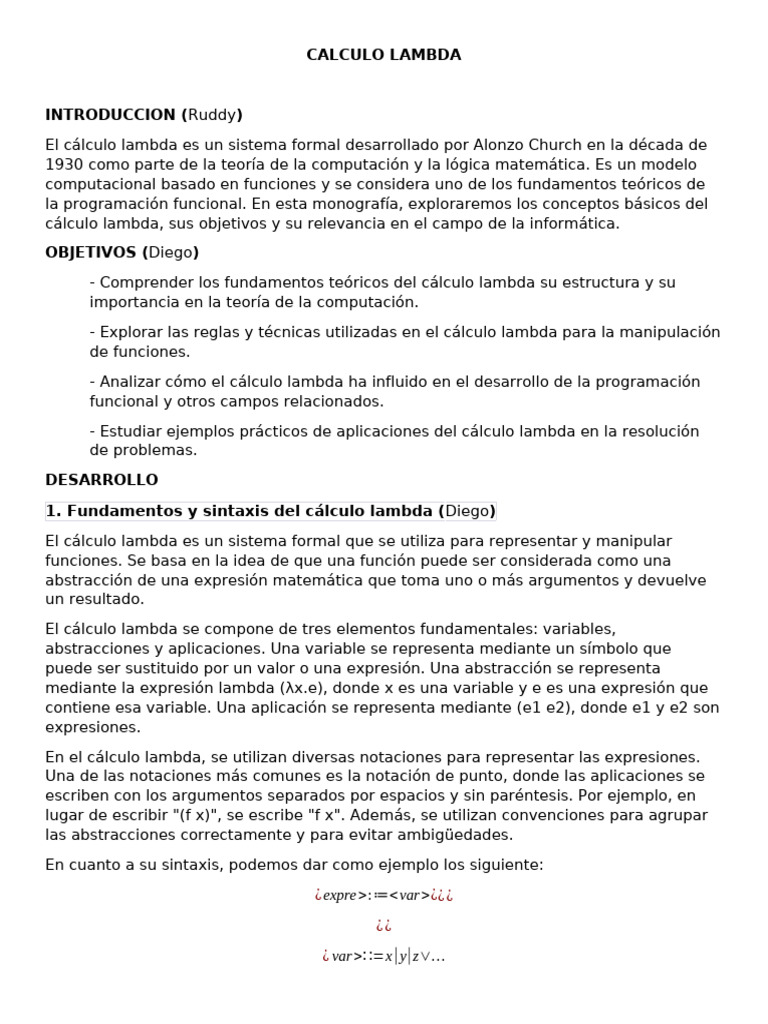 Calculo Lambda | PDF | Programacion Funcional | Ciencias de la Computación