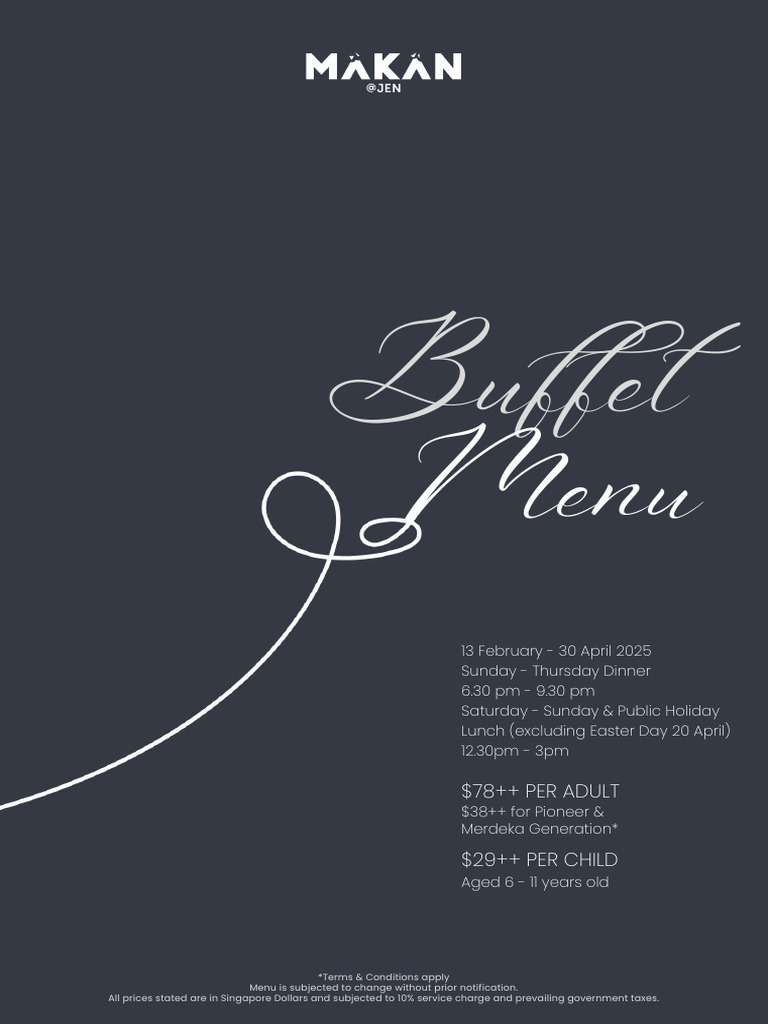 2025 Makan@JEN Feb-Apr Menu (Sunday - Thursday Dinner & Saturday ...