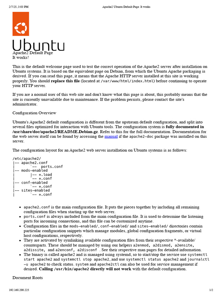 Apache2 Ubuntu Default Page - It Works | PDF | Apache Http Server | World Wide Web