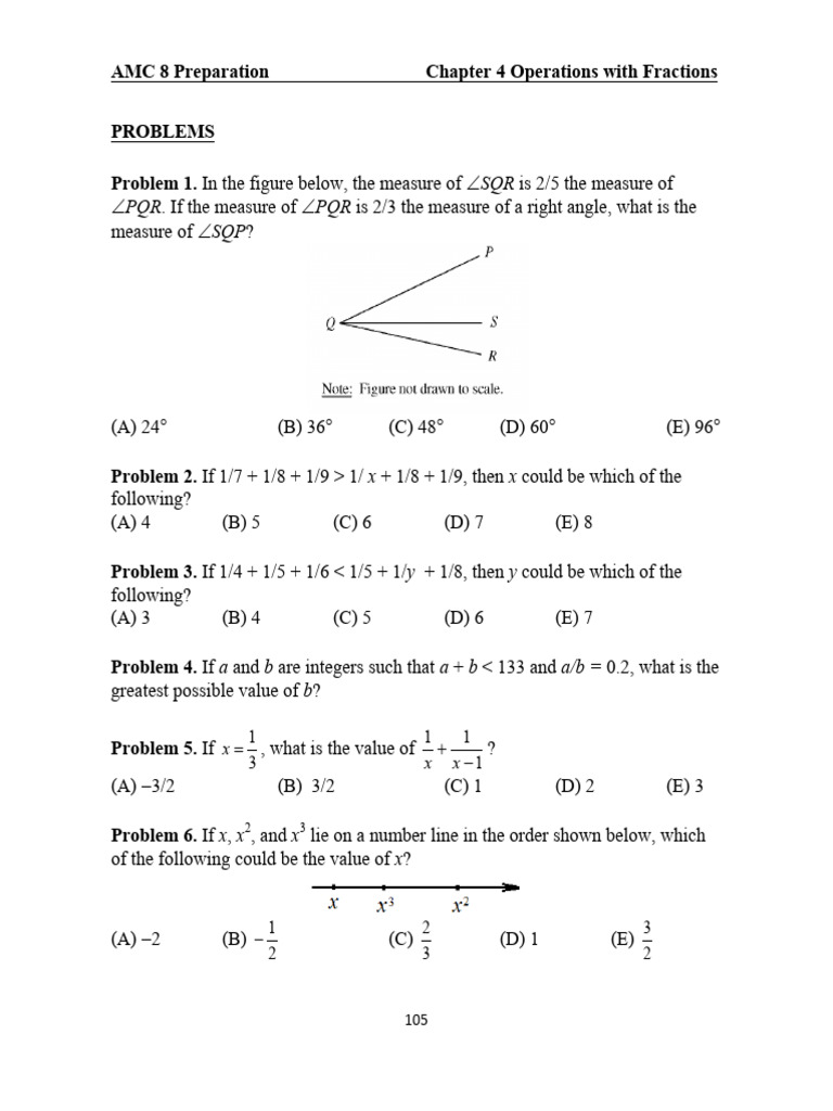 AMC 8: Fraction Operations Practice | PDF | Angle