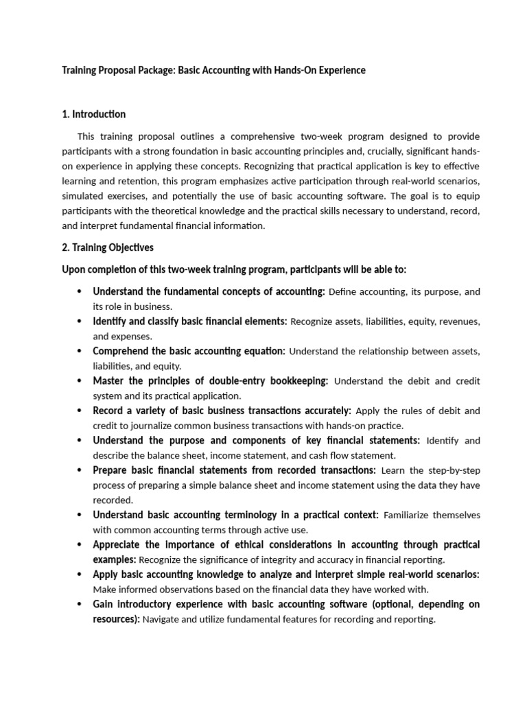 Accounting Software Training Proposal | PDF | Debits And Credits | Business