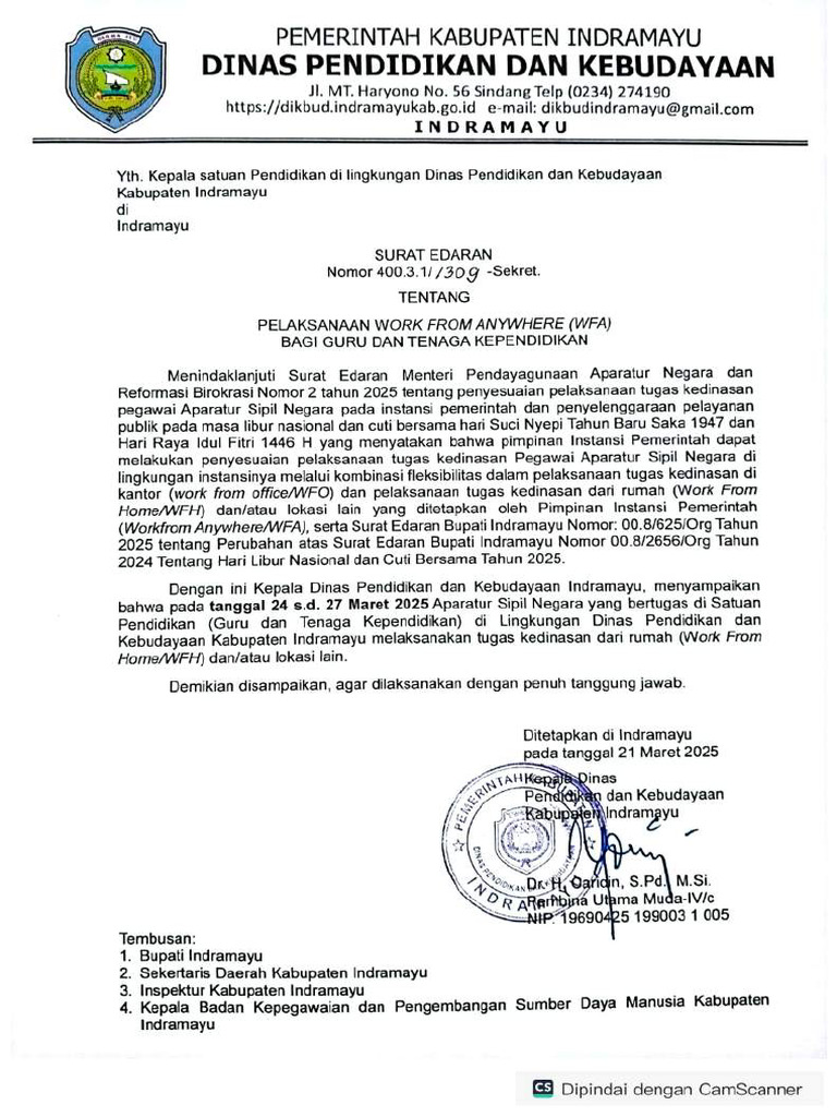 Surat Edaran WFH 24 - 27 - Maret 2025 | PDF