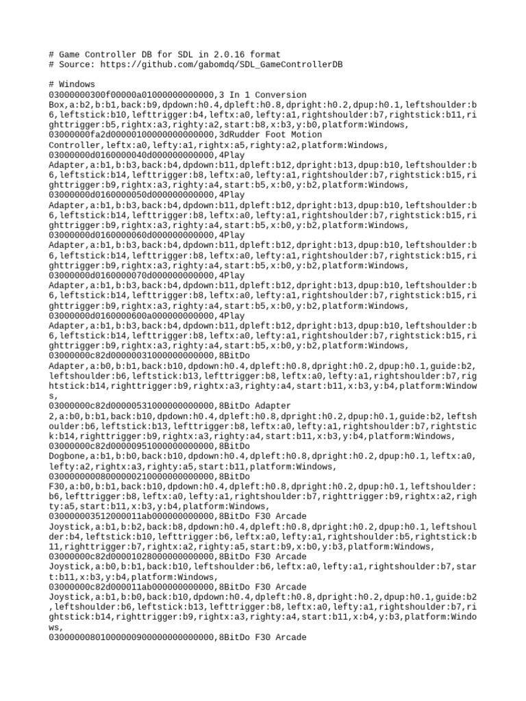SDL Game Controller Database 2.0.16 | PDF | Home Video Game Consoles ...