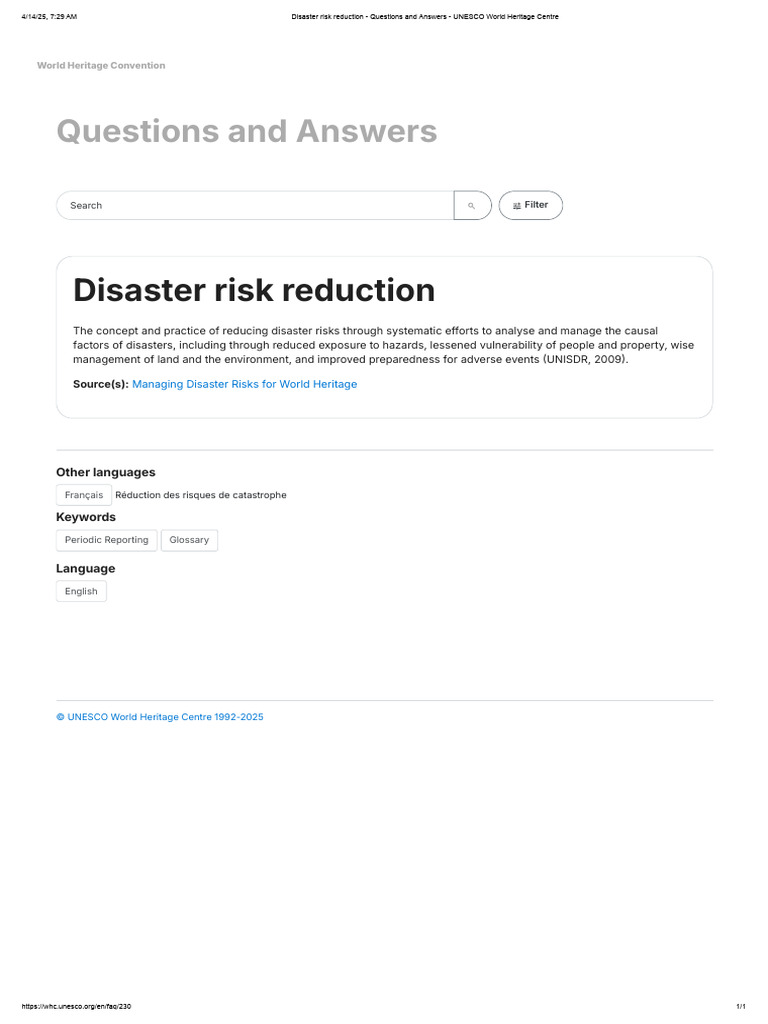 Disaster Risk Reduction - Questions and Answers - UNESCO World Heritage ...