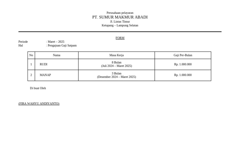 RAB GAJI SATPAM | PDF