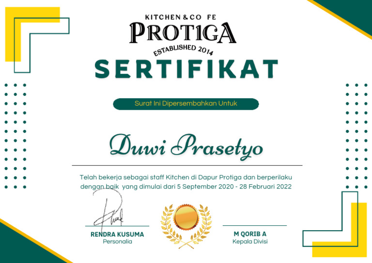 Sertifikat Protiga | PDF