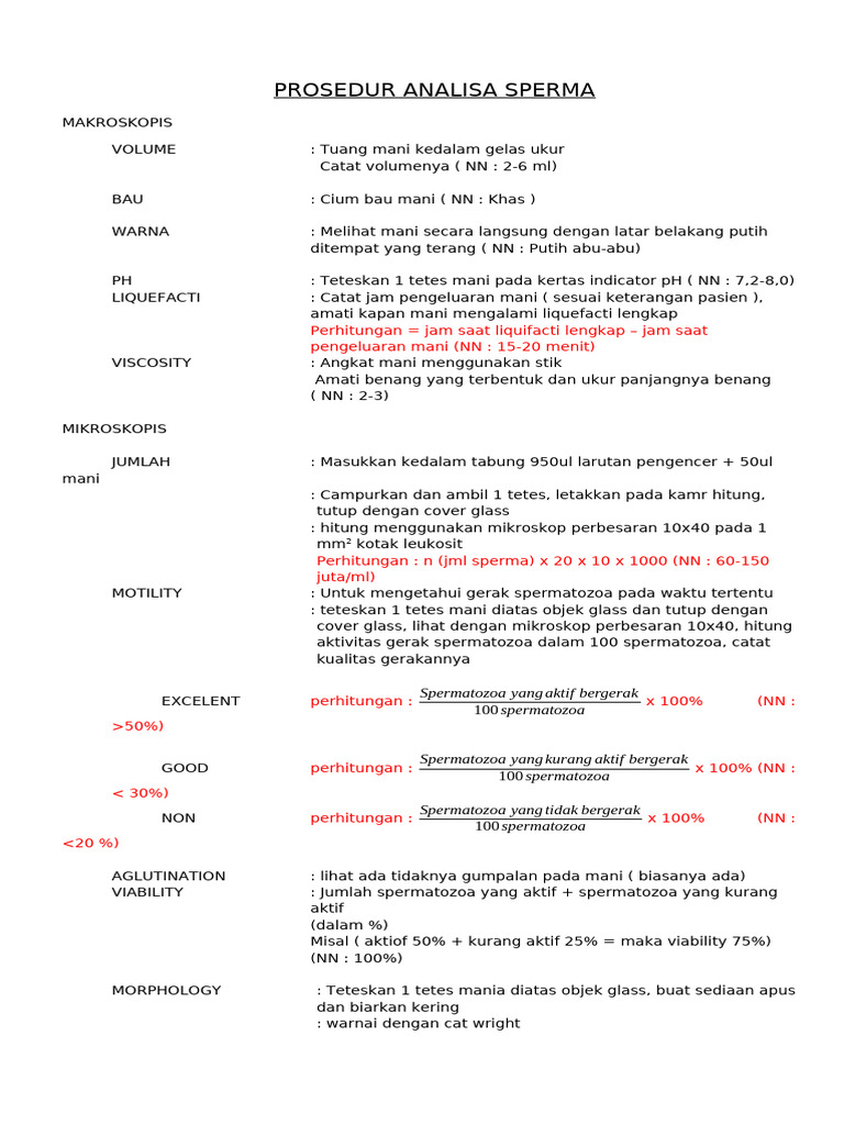 Prosedur Analisa Sperma | PDF