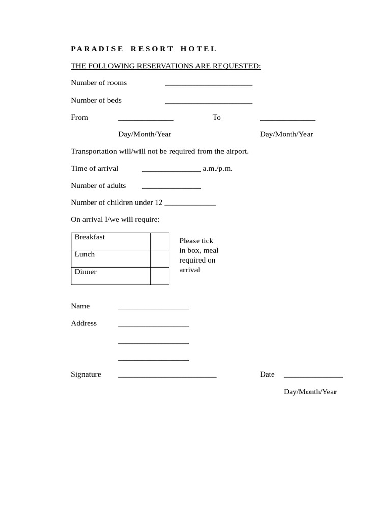 Reservations Request | PDF